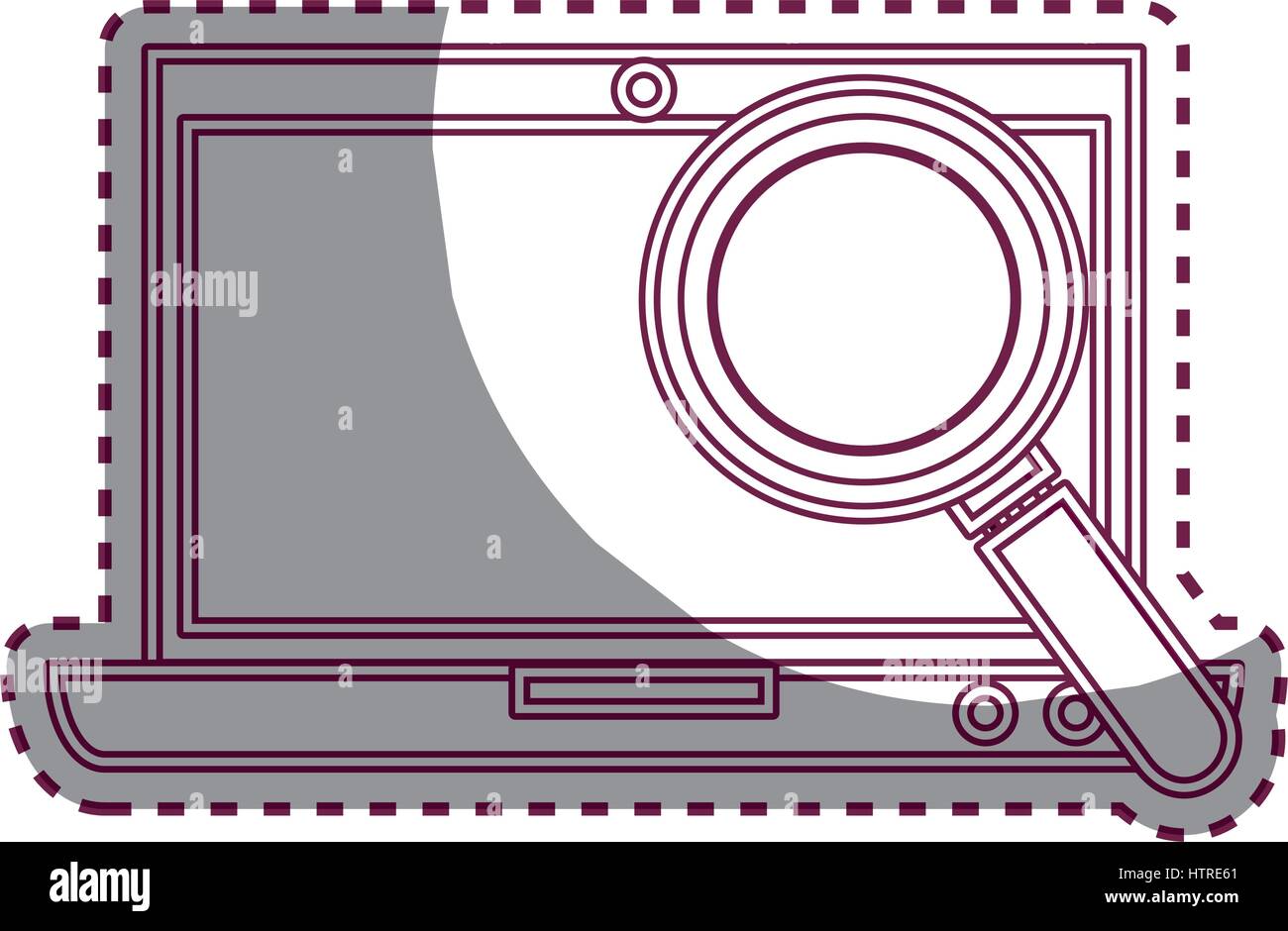 laptop computer with magnifying glass isolated icon Stock Vector Image ...
