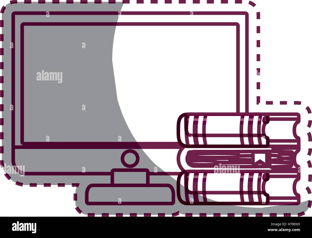 computer desktop with ebooks isolated icon Stock Vector Image & Art - Alamy