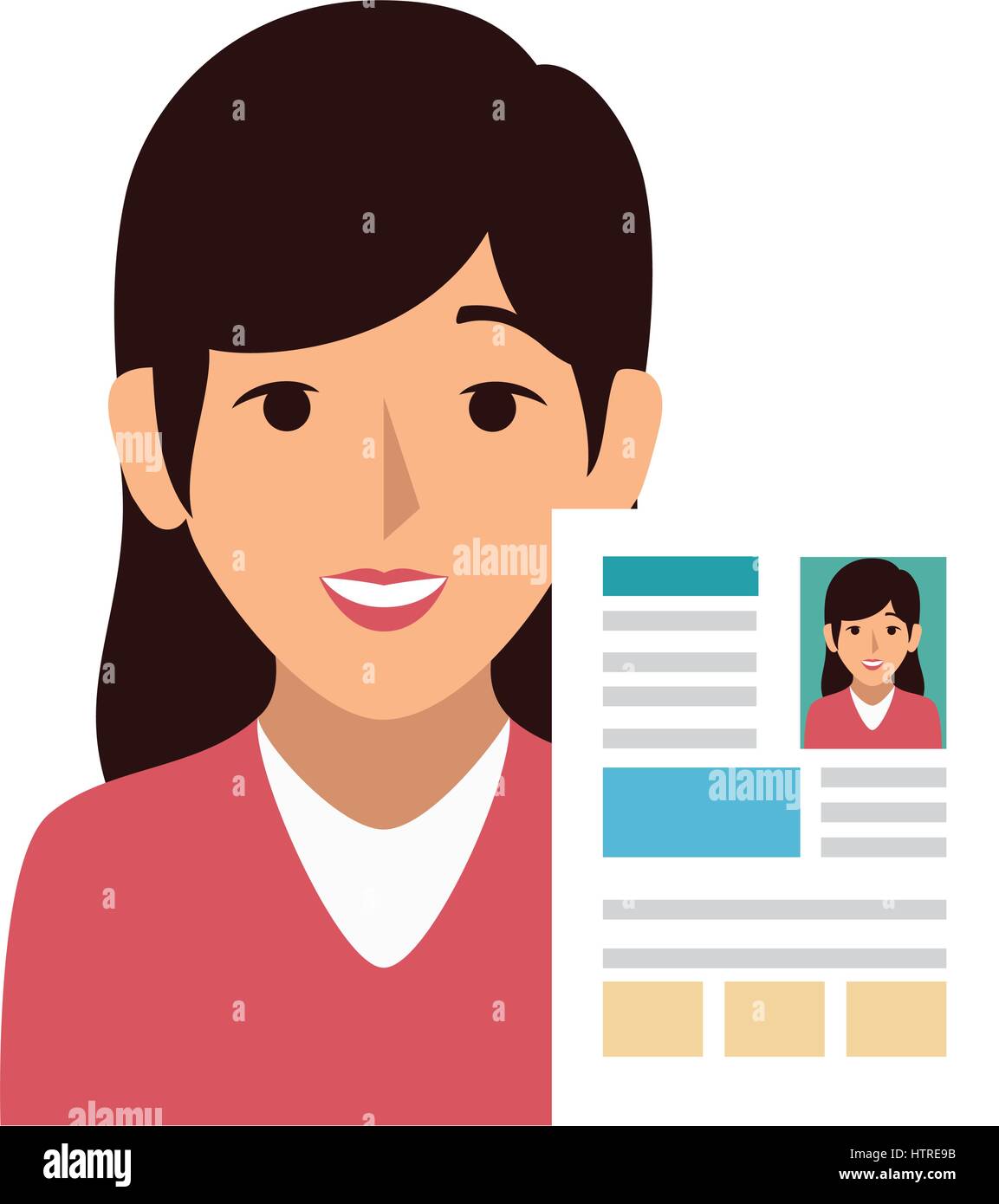 woman avatar with curriculum vitae document icon Stock Vector Image ...