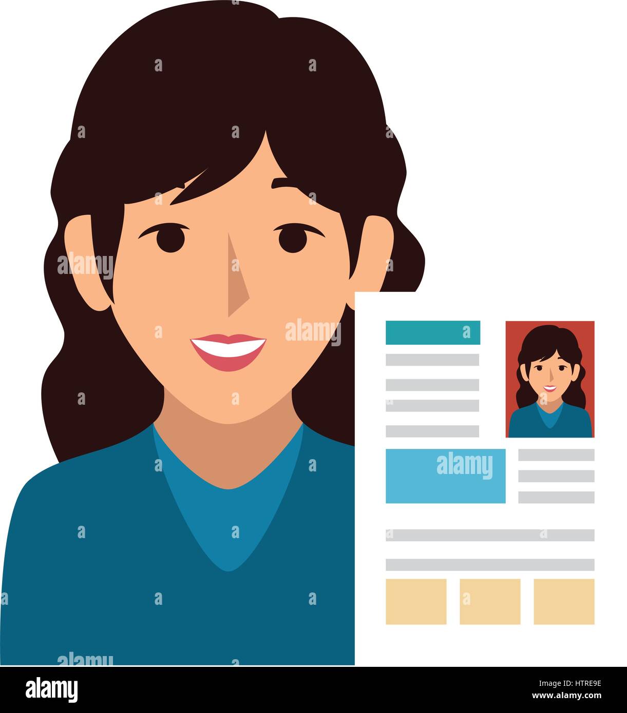 woman avatar with curriculum vitae document icon Stock Vector Image ...