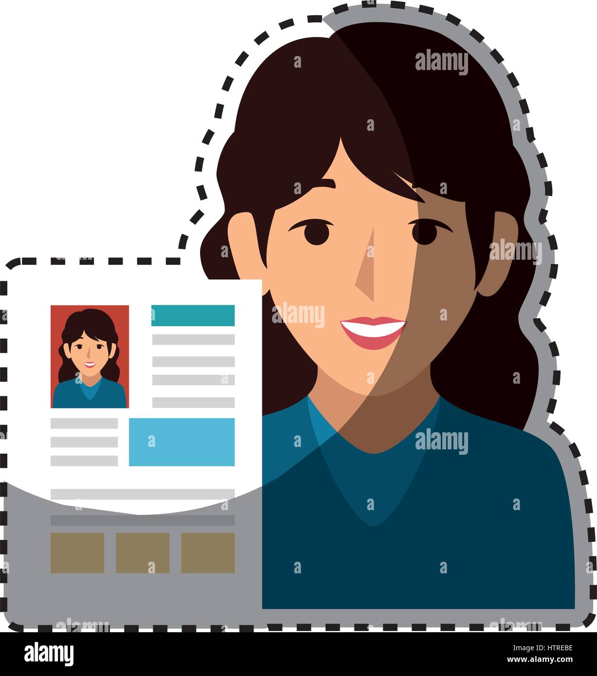woman avatar with curriculum vitae document icon Stock Vector Image ...