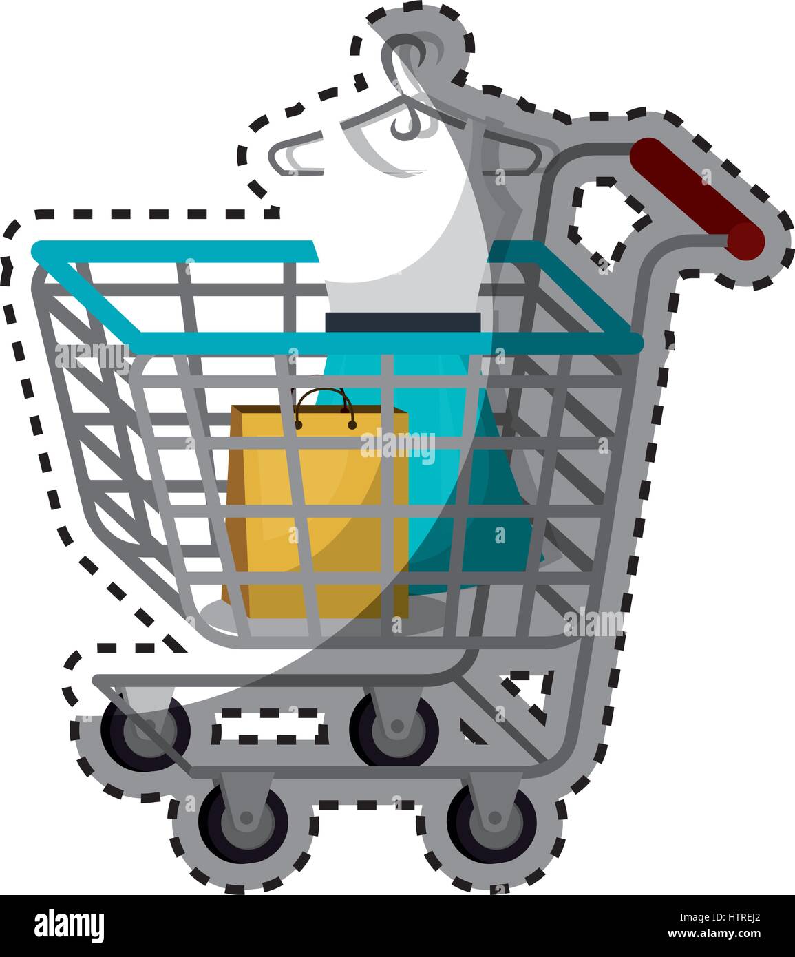 cart shopping with paper bag commercial icon Stock Vector Image & Art ...
