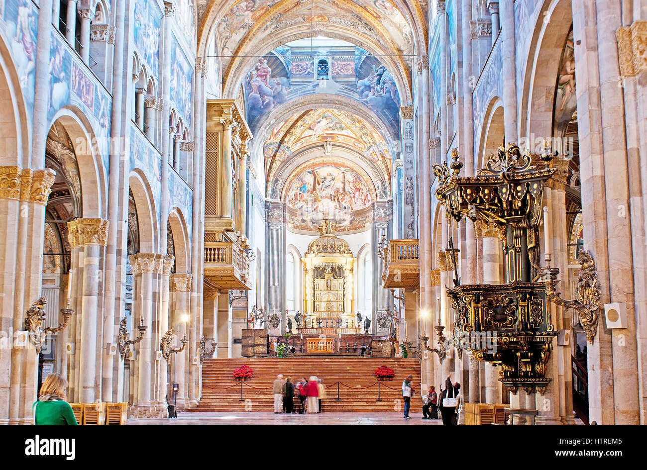 PARMA, ITALY - APRIL 24, 2012: The prayer hall of Duomo (Cathedral ...