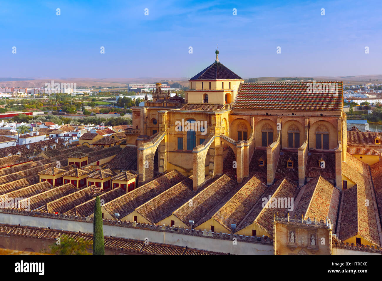 Aerial view of Great Mosque Mezquita - Catedral de Cordoba, Andalusia ...