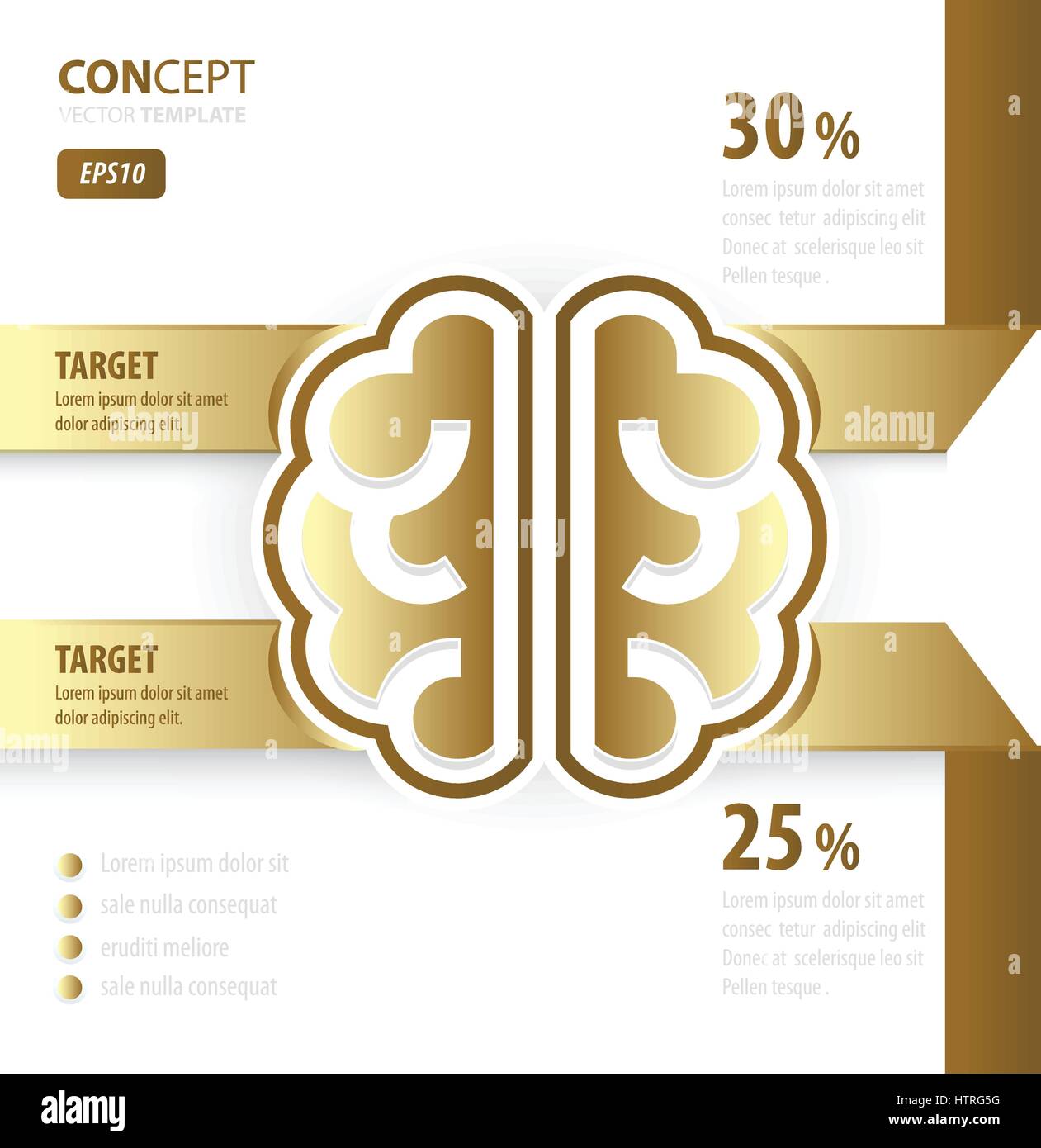 Human brain concept Gold style Stock Vector Image & Art - Alamy