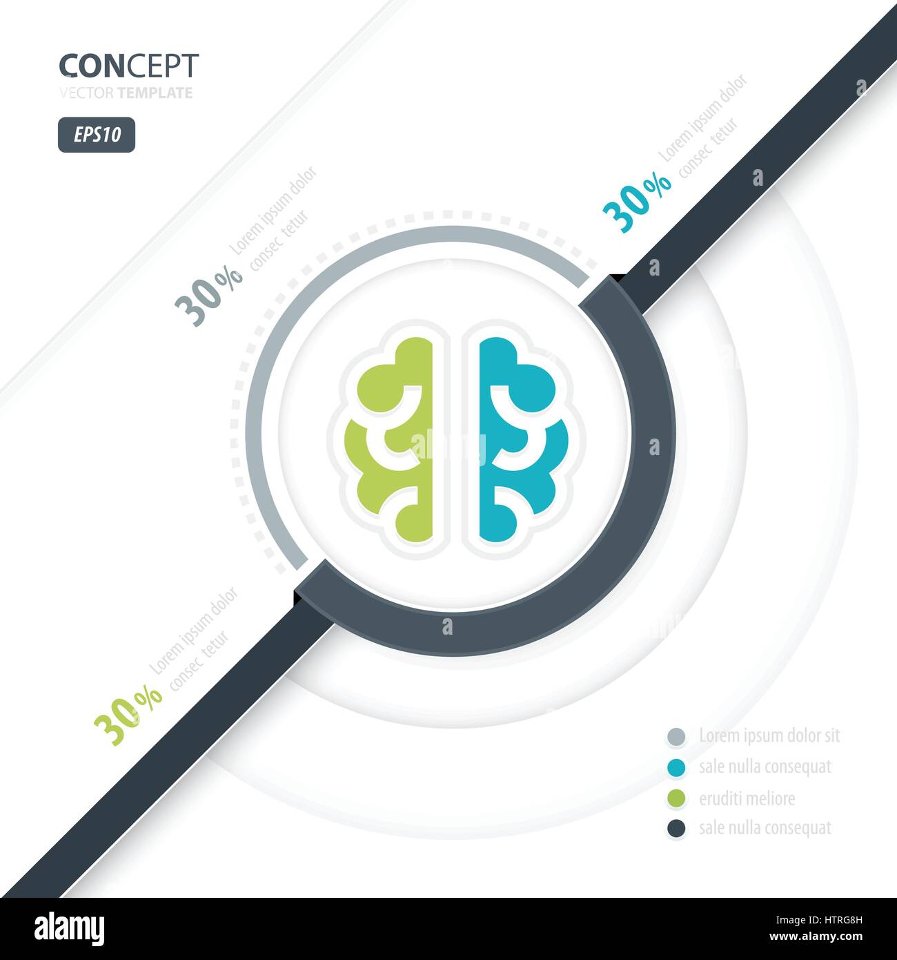 Human brain in circle green blue gray color Stock Vector Image & Art ...