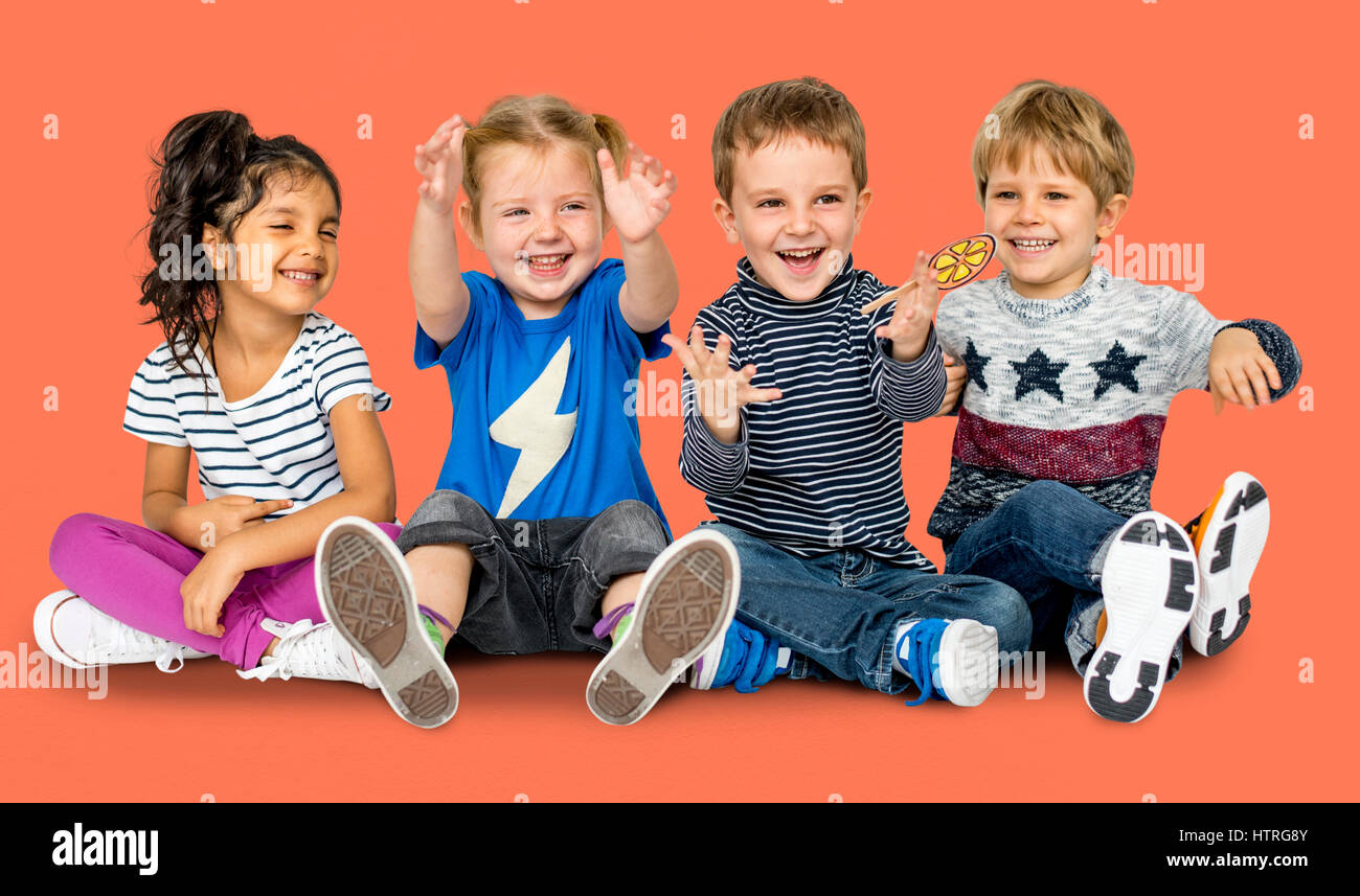 Little Children Happy Cheerful Enjoying Friends Stock Photo - Alamy