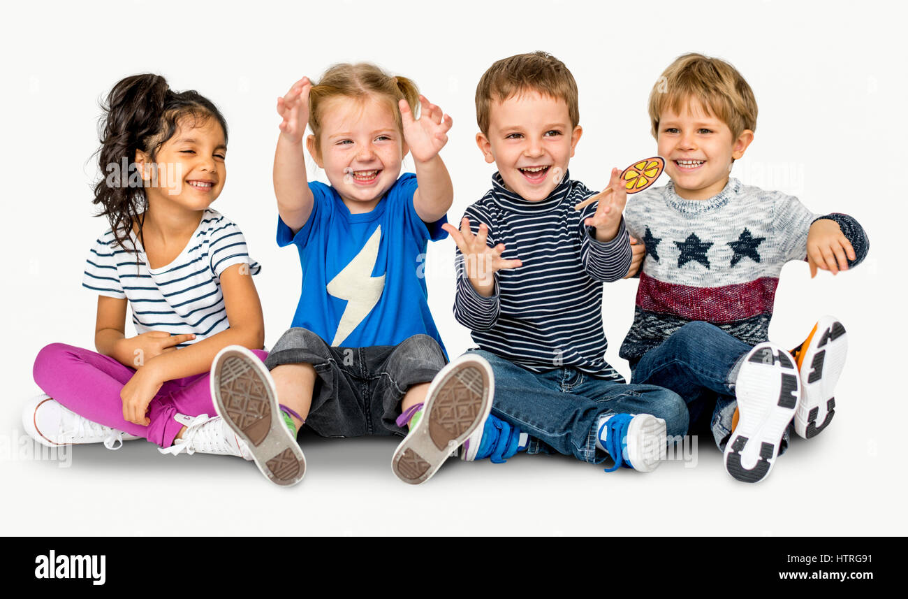 Little Children Happy Cheerful Enjoying Friends Stock Photo - Alamy