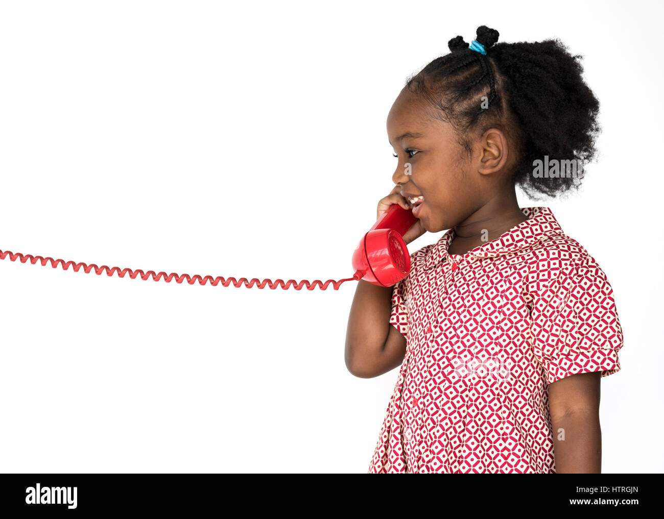 Little Girl Smiling Happiness Talking on the Phone Communication Stock ...