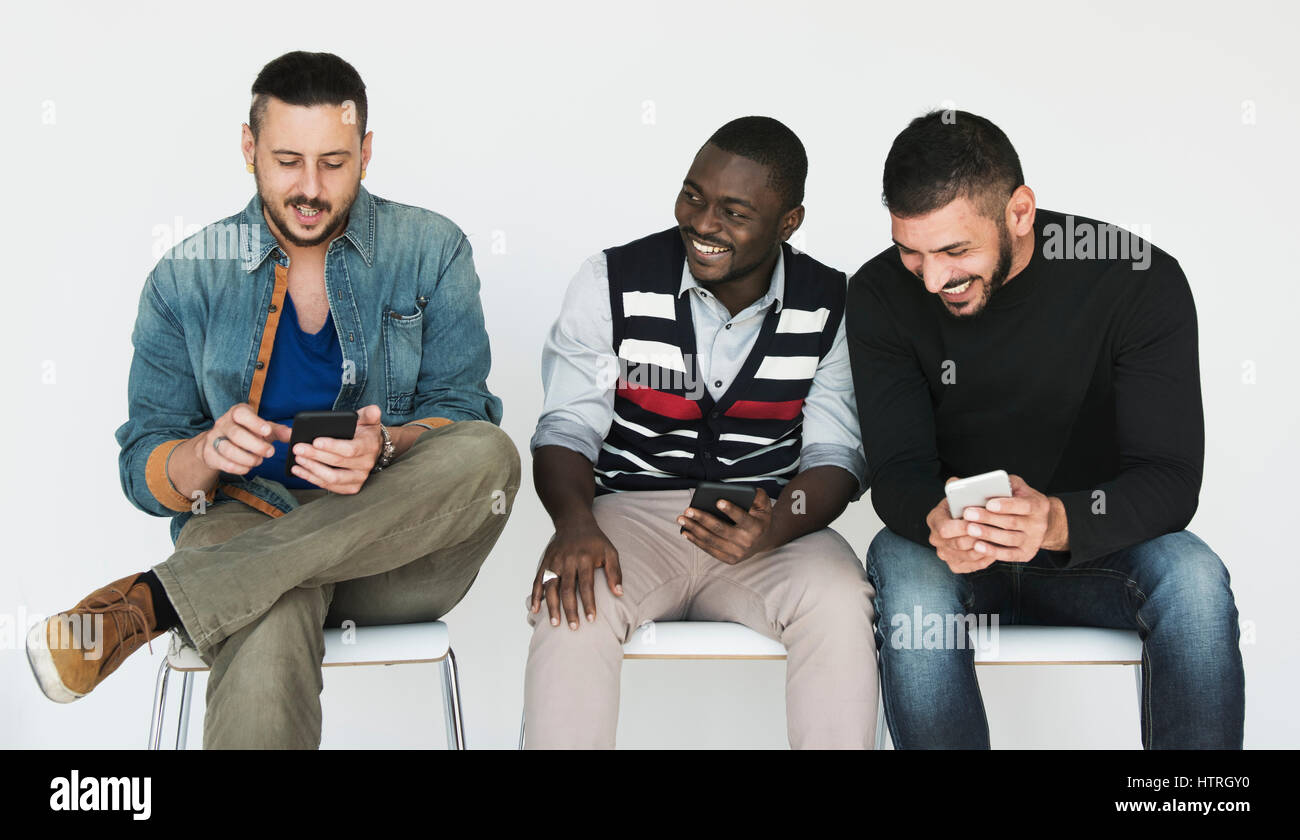 Friends Sitting Together Connect to the Internet Stock Photo - Alamy