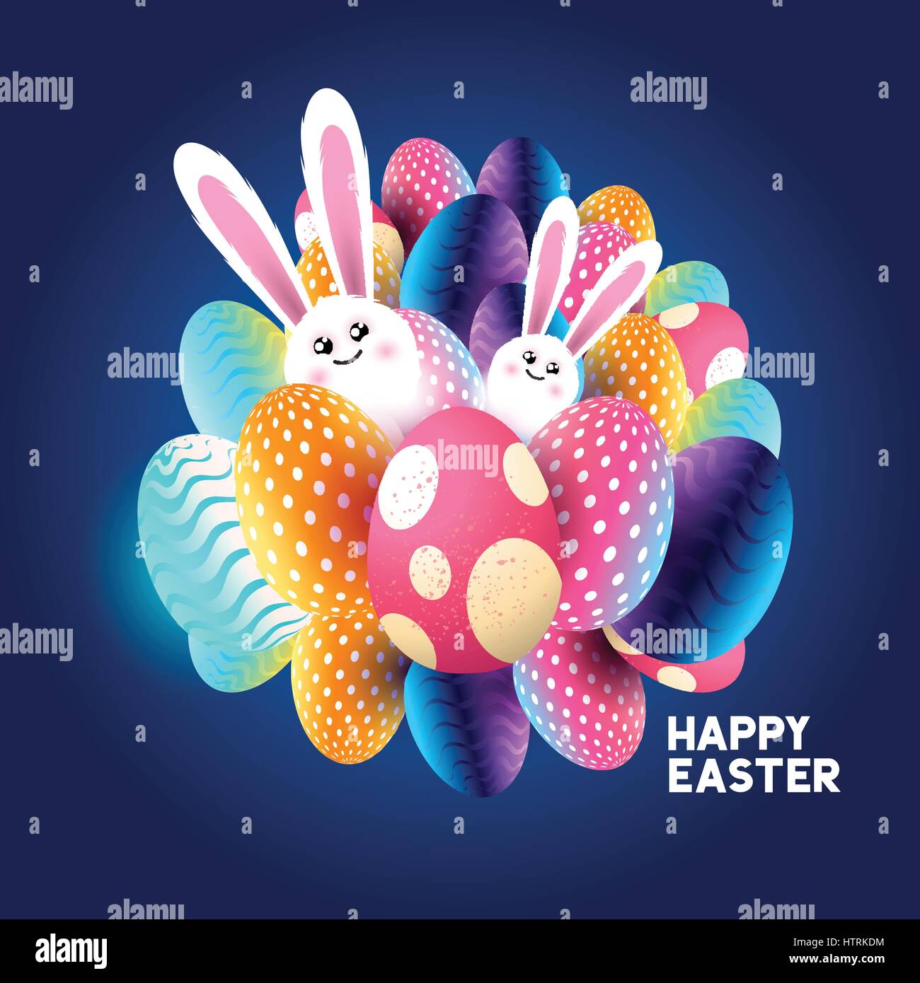 Abstract Easter design with chocolate eggs and bunny rabbits. Vector ...