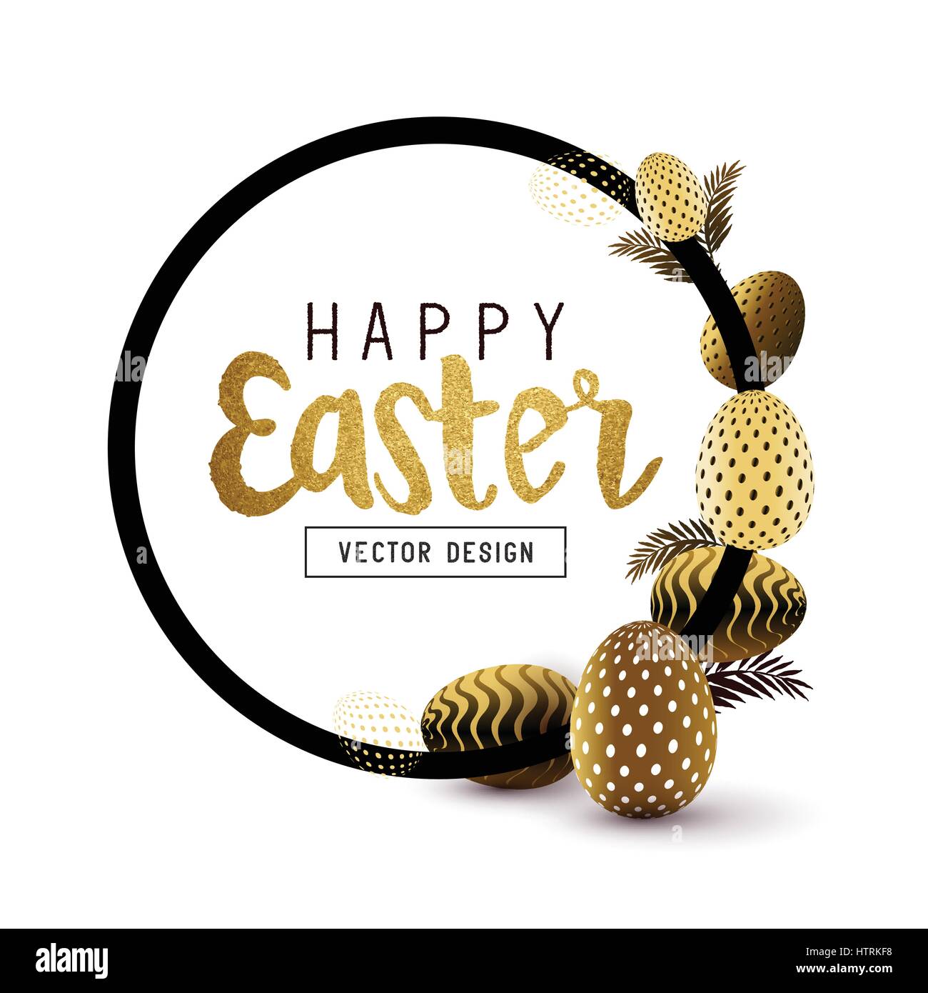 An Easter Frame design with gold lettering and gold Easter egg patterns ...