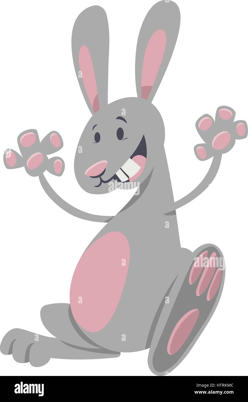 Cartoon Illustration of Happy Rabbit or Bunny Animal Character Stock ...