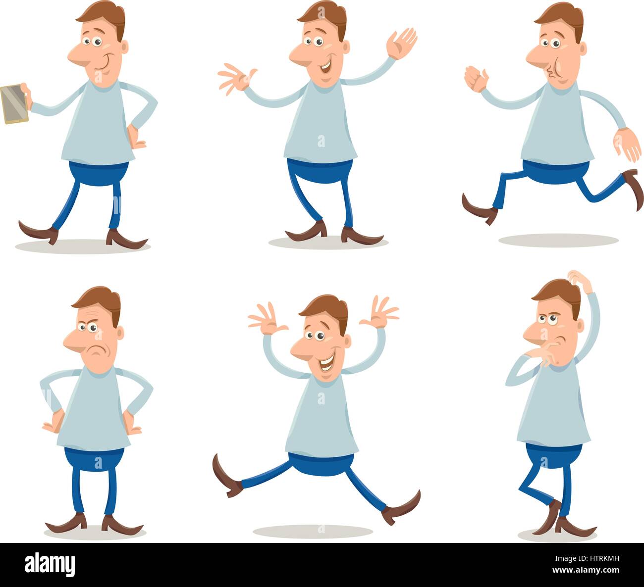 Cartoon illustration of Funny Man Character Collection Set Stock Vector ...