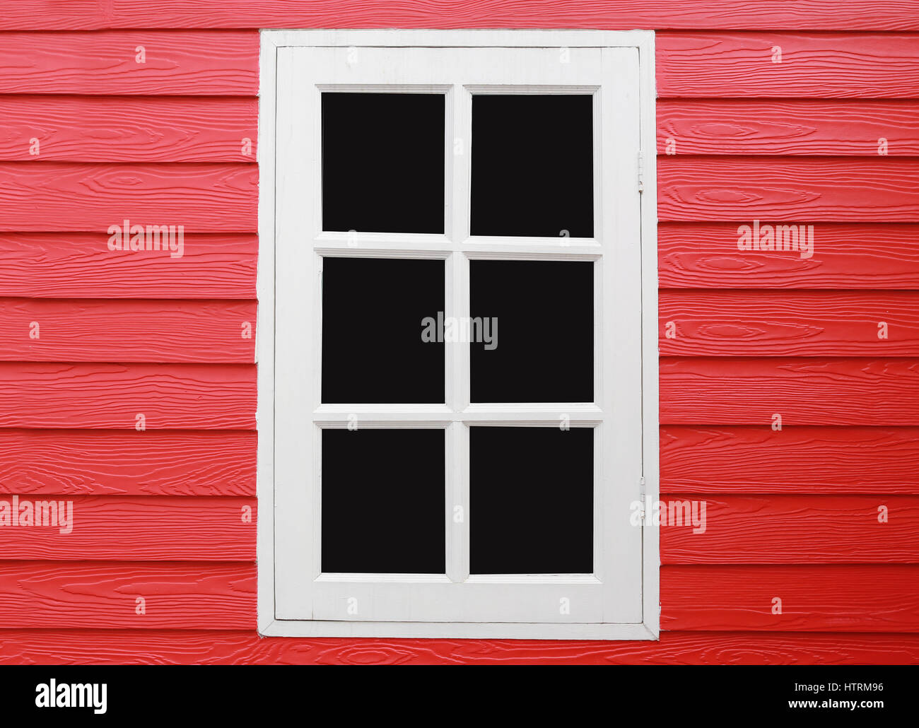 White wooden window of modern decoration on red wood wall Stock Photo ...