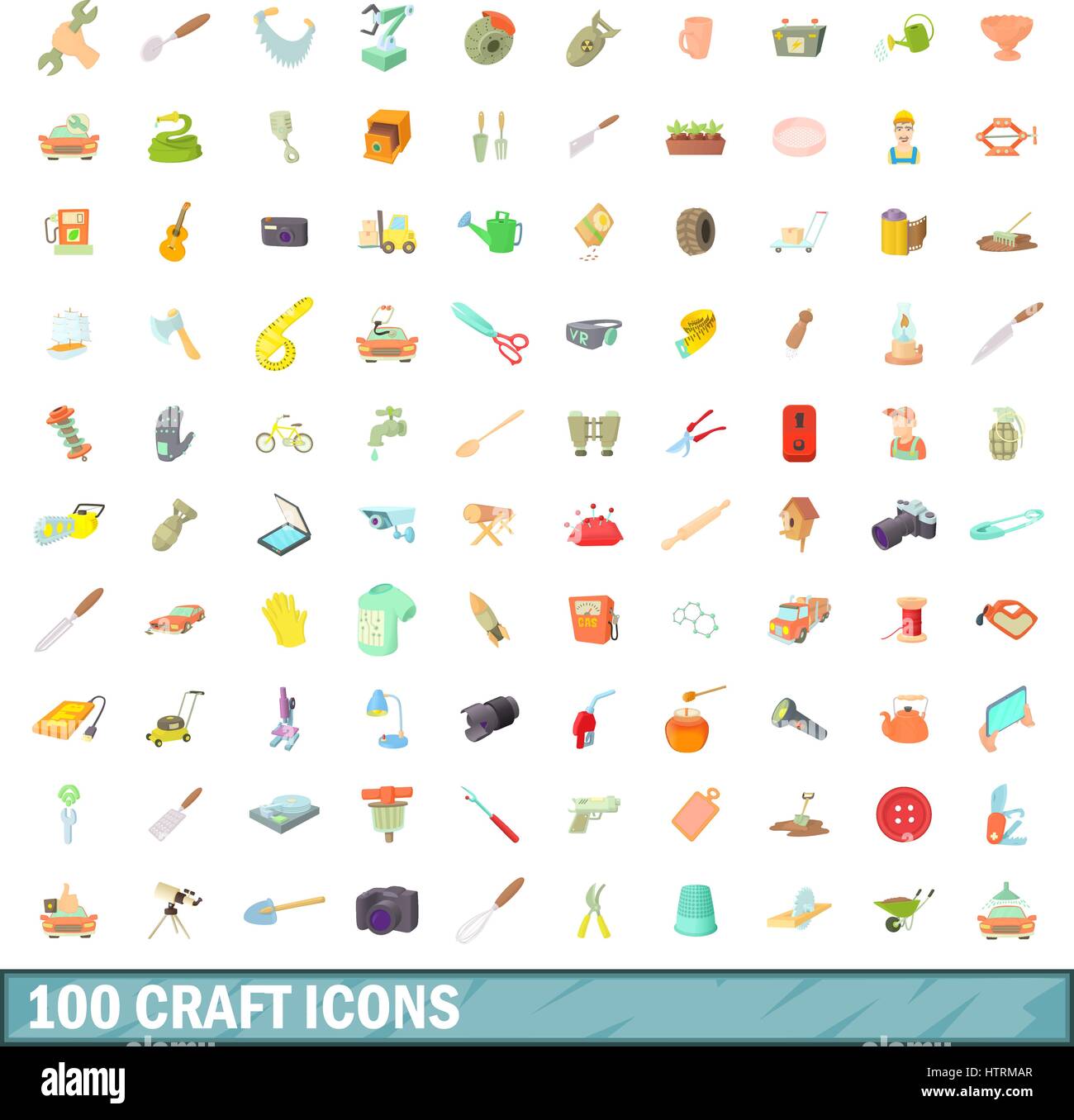 100 craft icons set, cartoon style Stock Vector Image & Art - Alamy