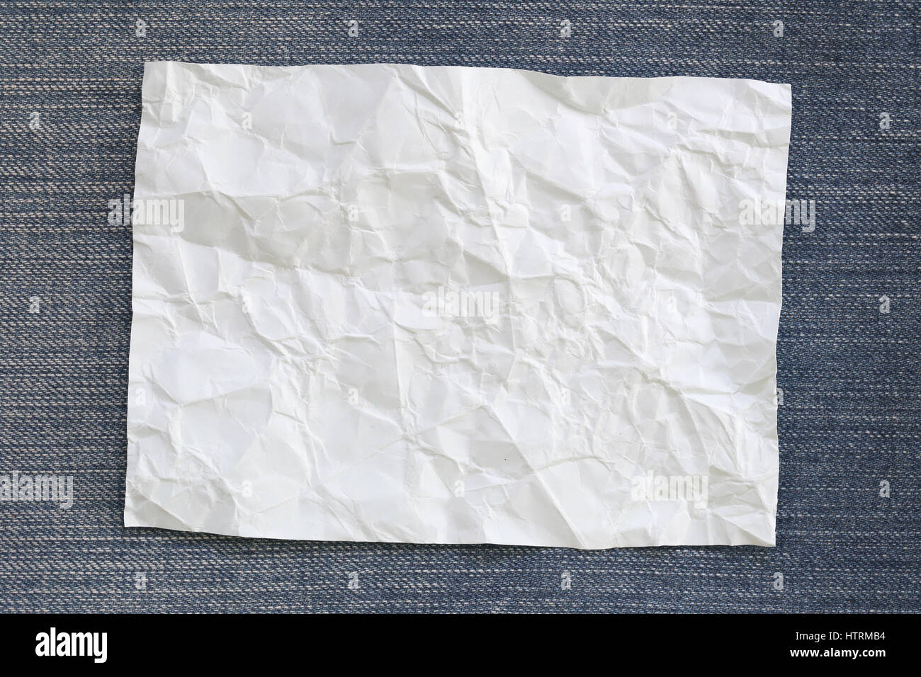 Note paper crumpled of empty and copy space on Denim background,You can ...