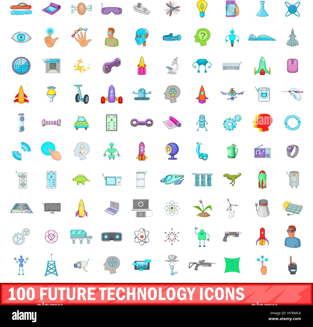 100 future technology icons set, cartoon style Stock Vector Image & Art ...