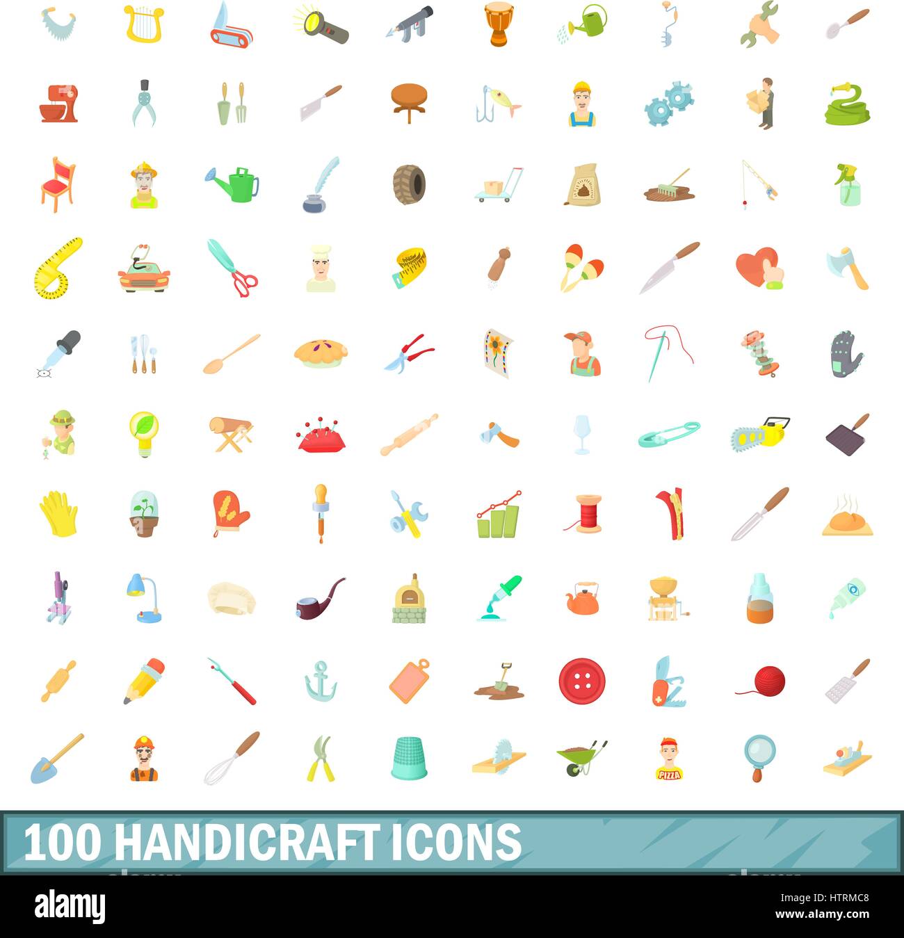 100 handicraft icons set, cartoon style Stock Vector Image & Art - Alamy