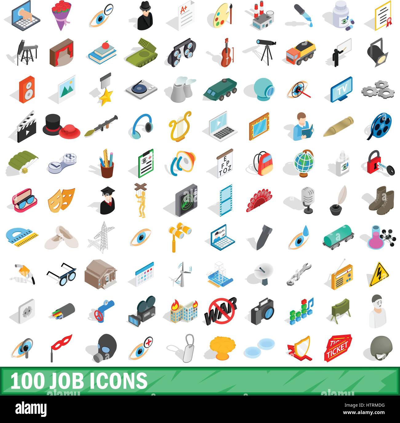 100 job icons set, isometric 3d style Stock Vector Image & Art - Alamy