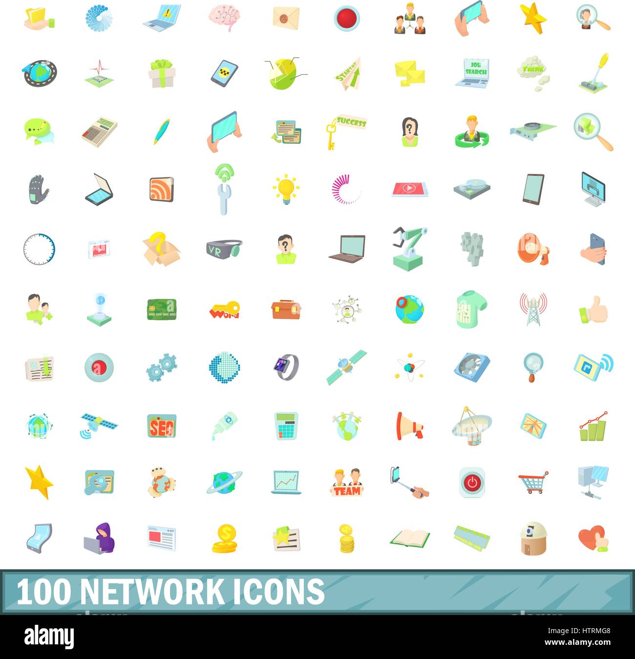 100 network icons set, cartoon style Stock Vector Image & Art - Alamy