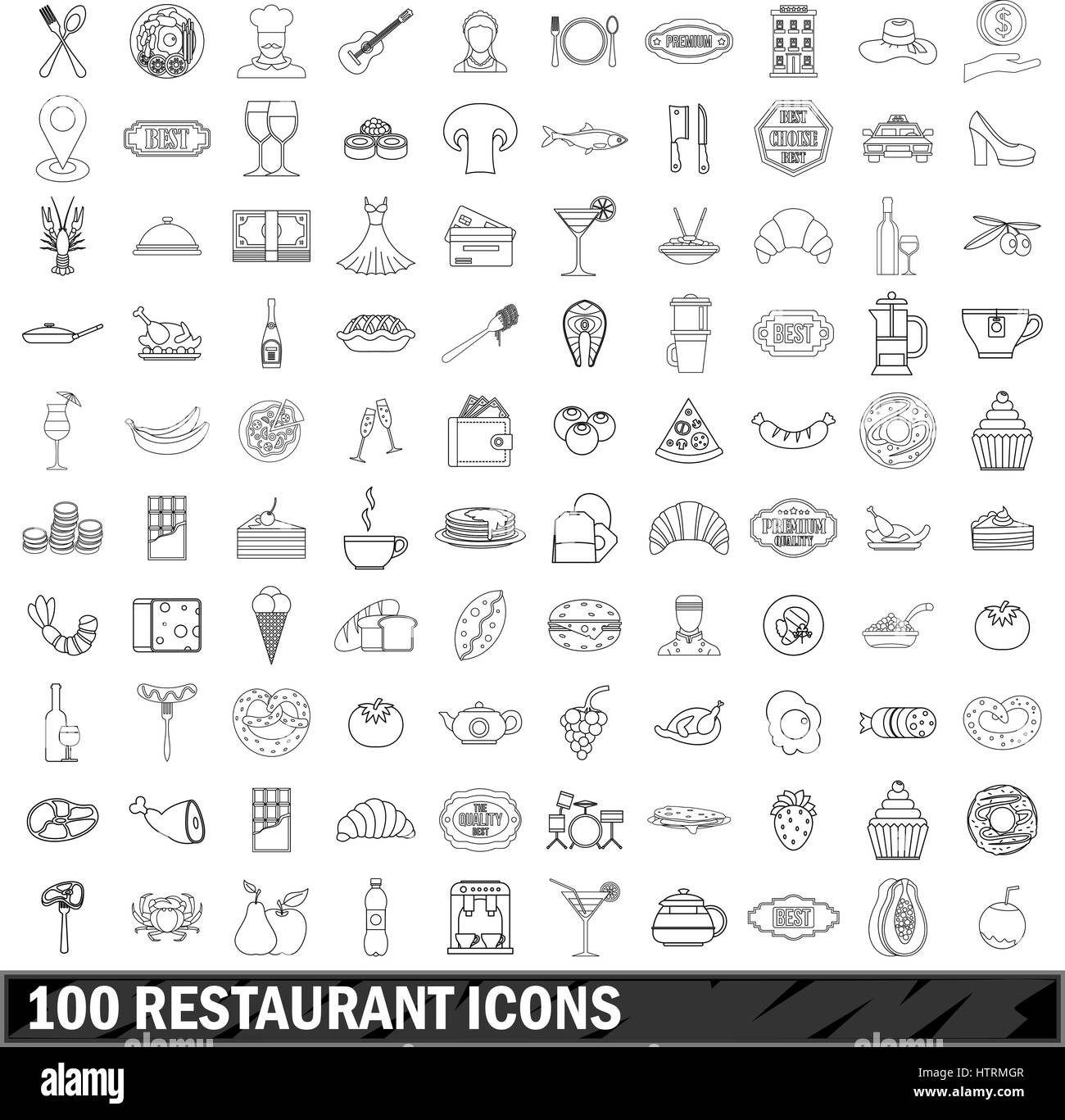 100 restaurant icons set, outline style Stock Vector Image & Art - Alamy