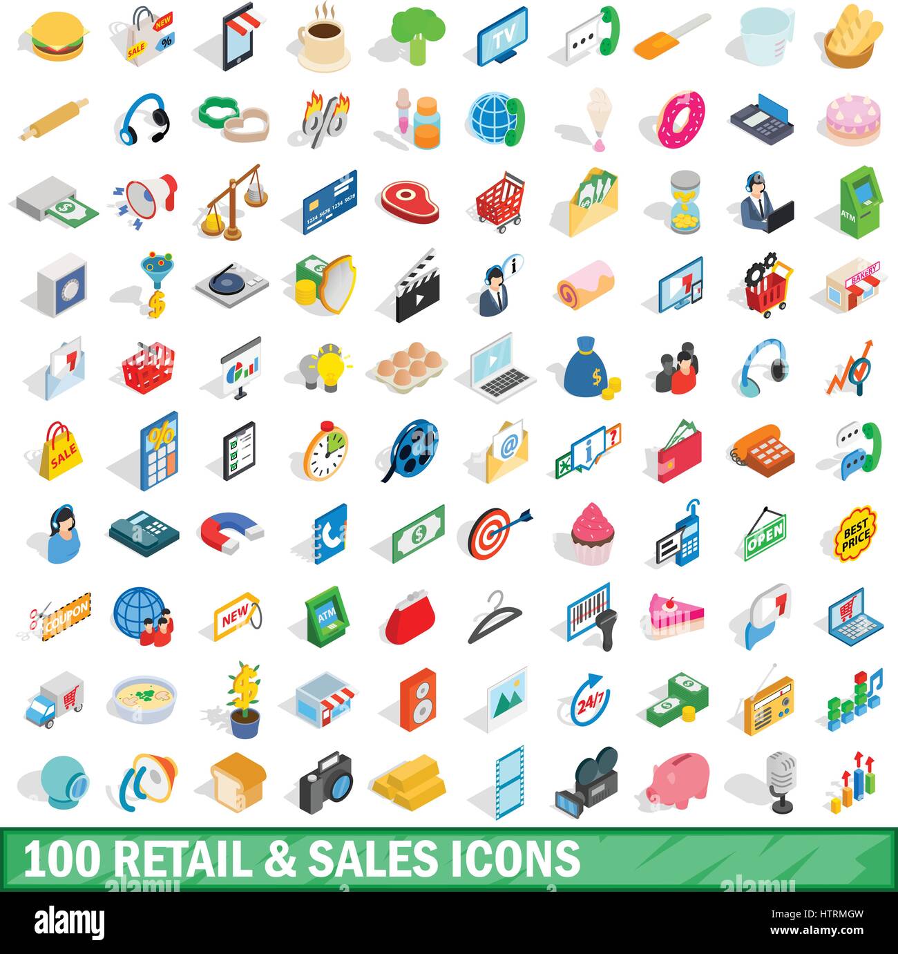 100 retail sales icons set, isometric 3d style Stock Vector Image & Art ...