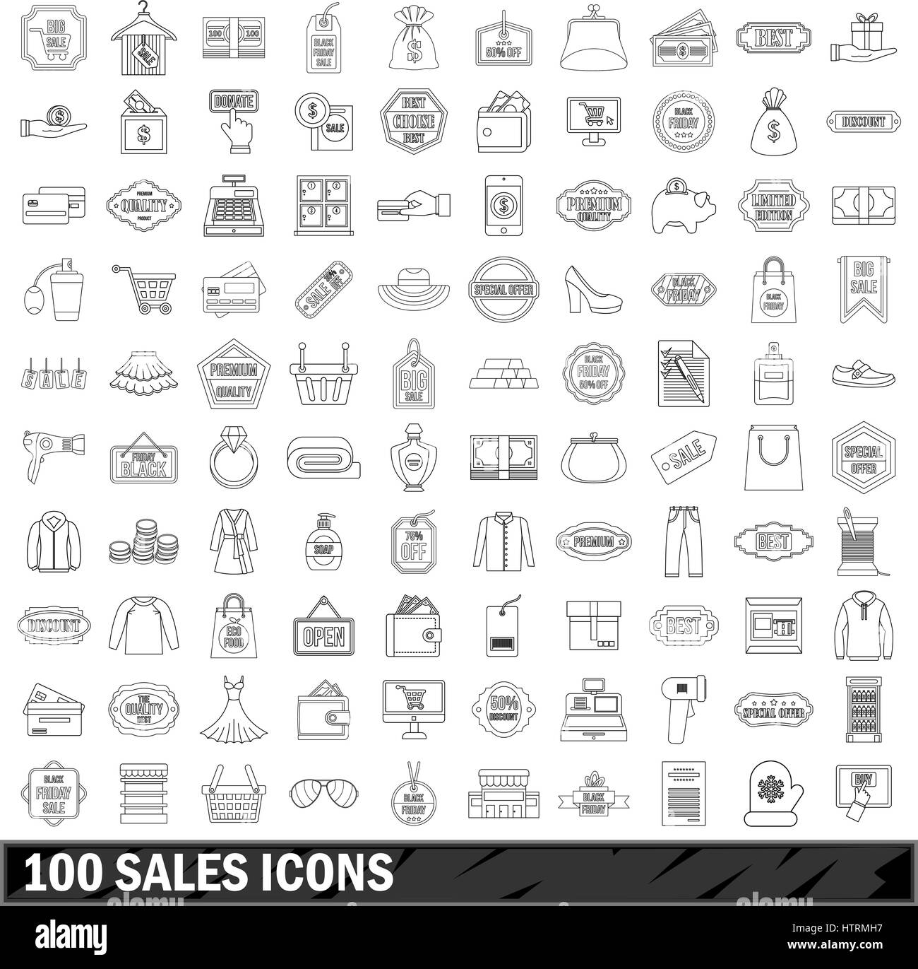 100 sales icons set, outline style Stock Vector Image & Art - Alamy