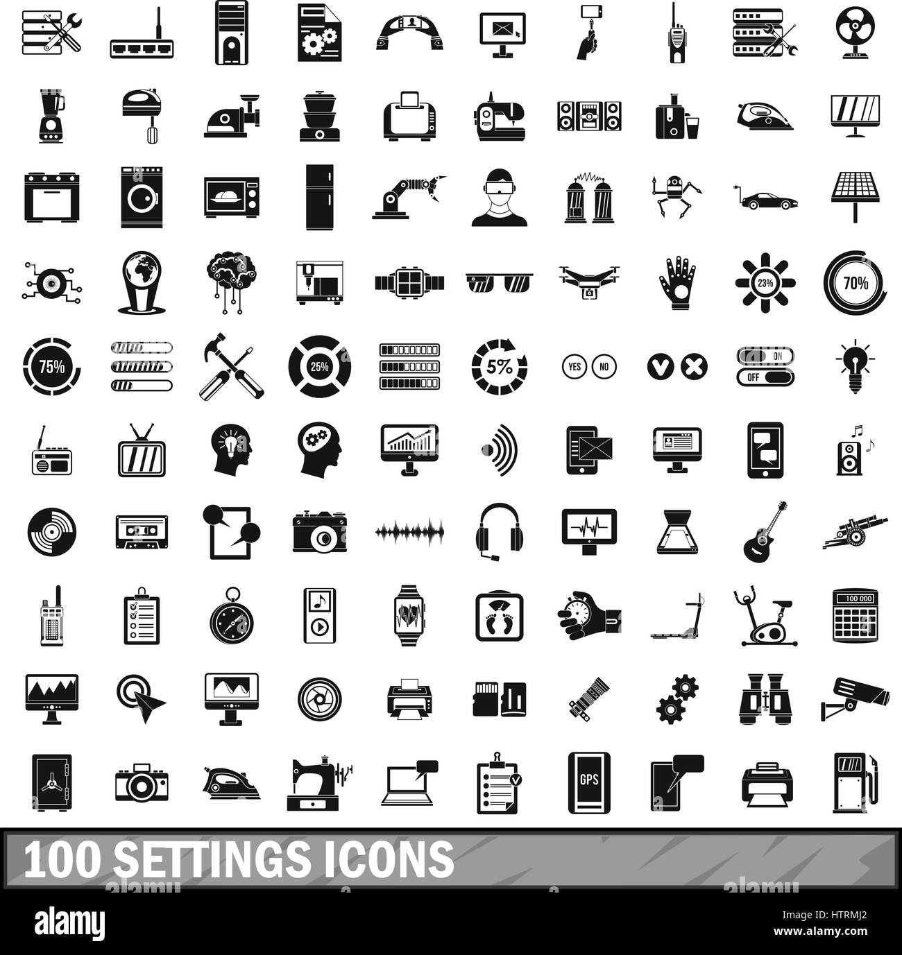 100 settings icons set, simple style Stock Vector Image & Art - Alamy