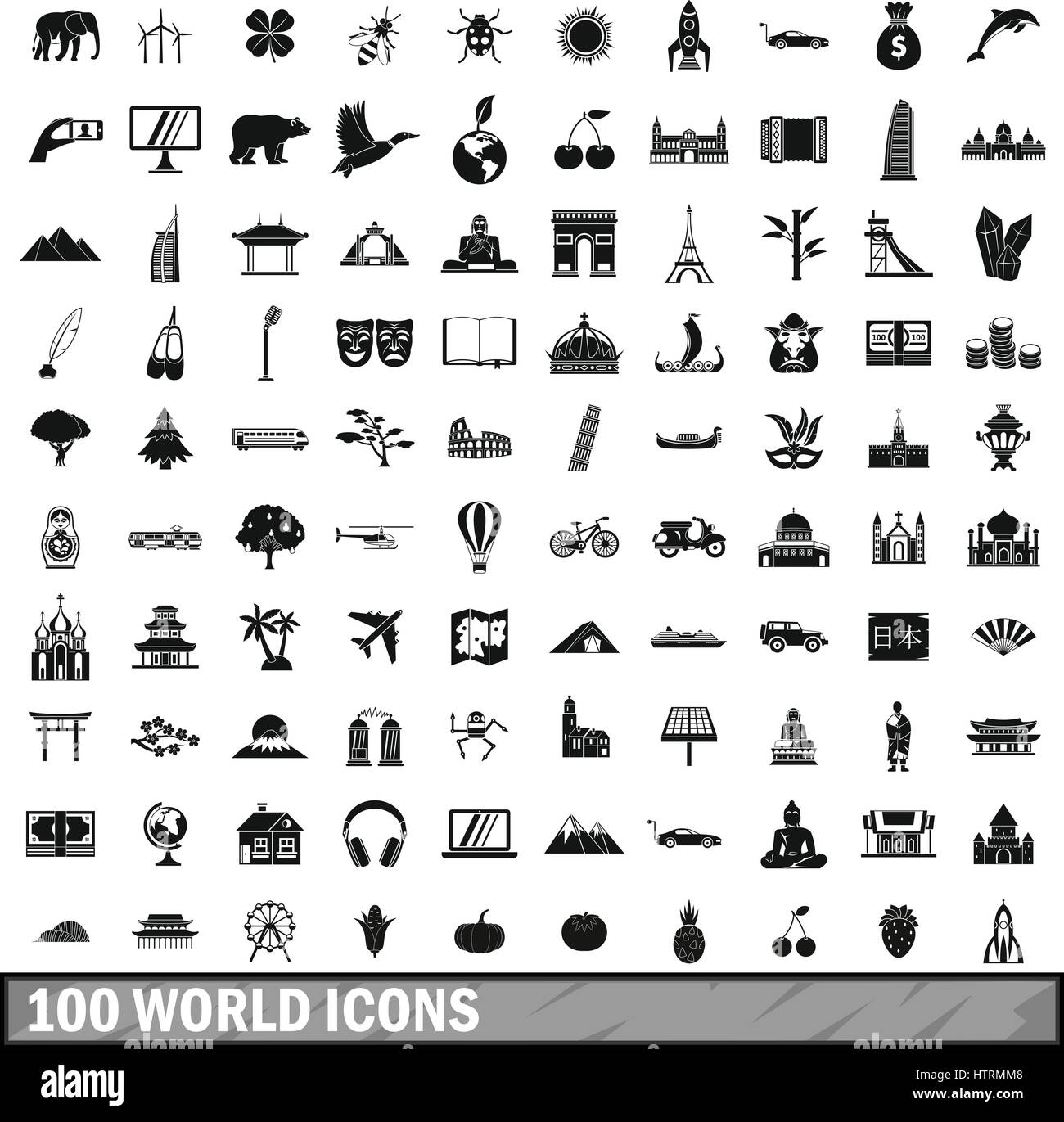 100 world icons set, simple style Stock Vector Image & Art - Alamy