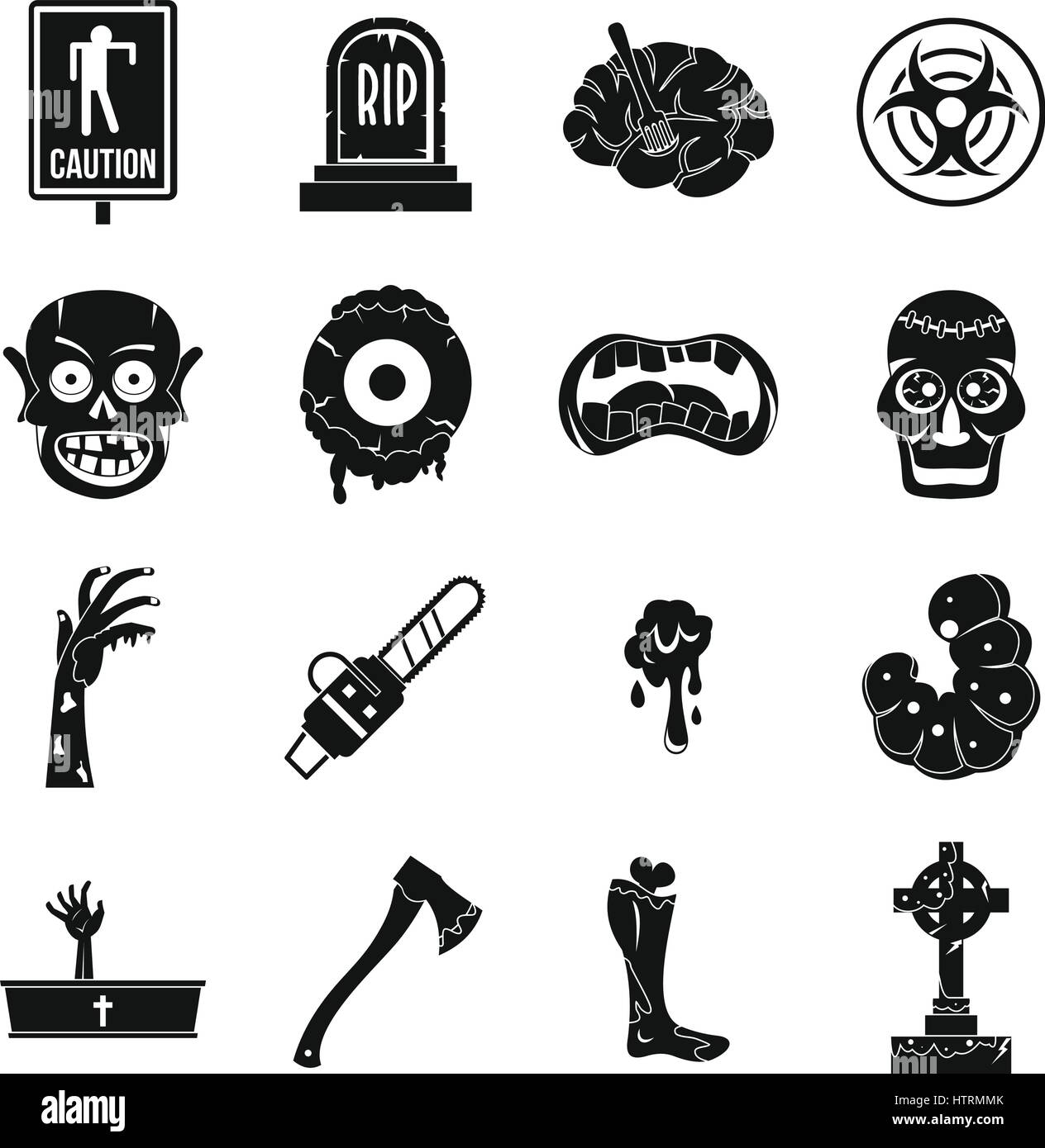 Zombie icons set parts, simple style Stock Vector Image & Art - Alamy