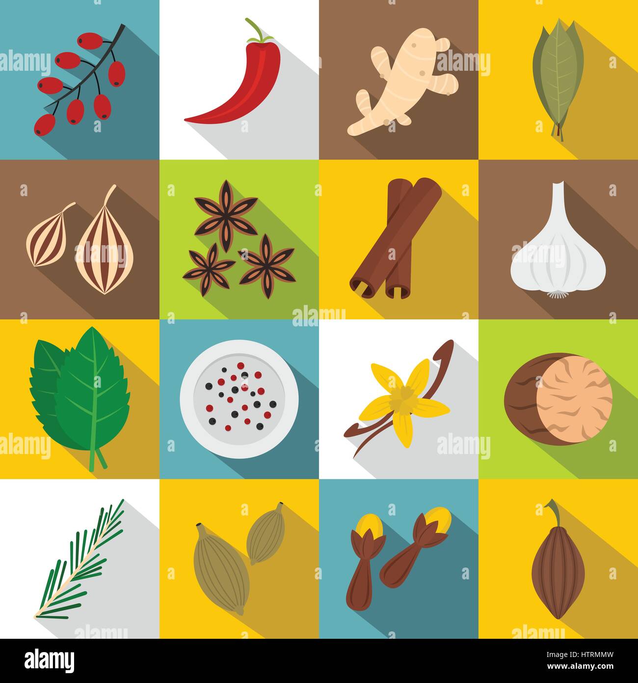 Spice icons set, flat style Stock Vector Image & Art - Alamy