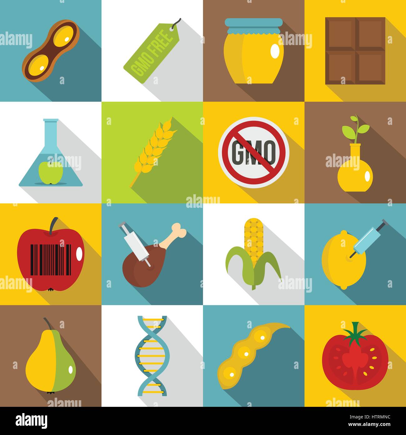GMO icons set food, flat style Stock Vector Image & Art - Alamy
