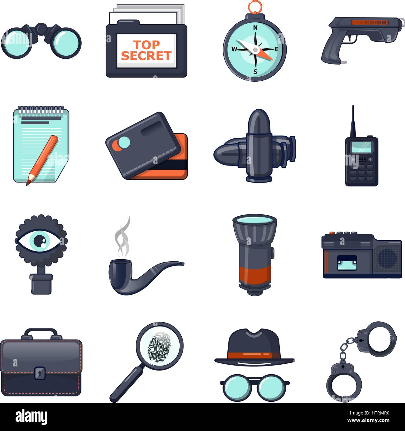 Spy icons set, cartoon style Stock Vector Image & Art - Alamy
