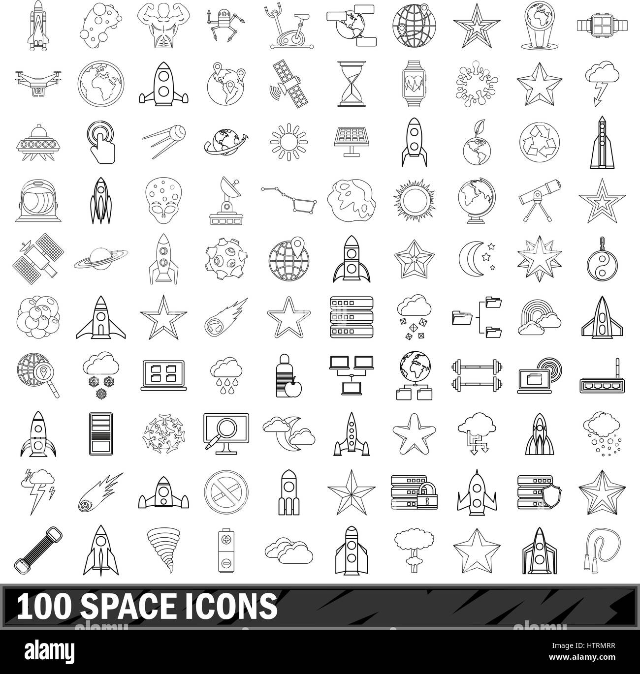 100 space icons set, outline style Stock Vector Image & Art - Alamy