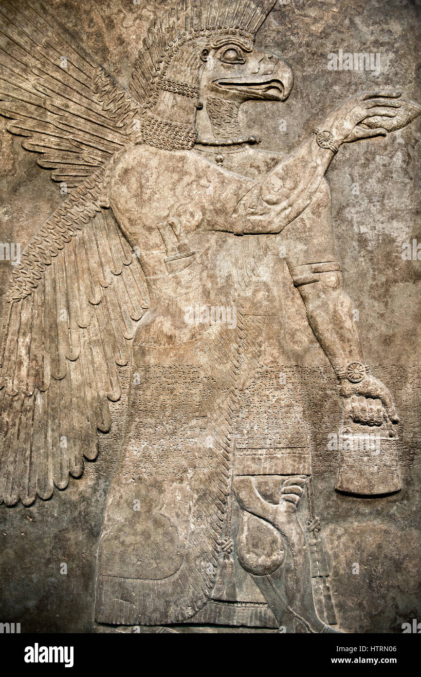 Assyrian relief sculpture panel of a protective spirit with an eagles ...