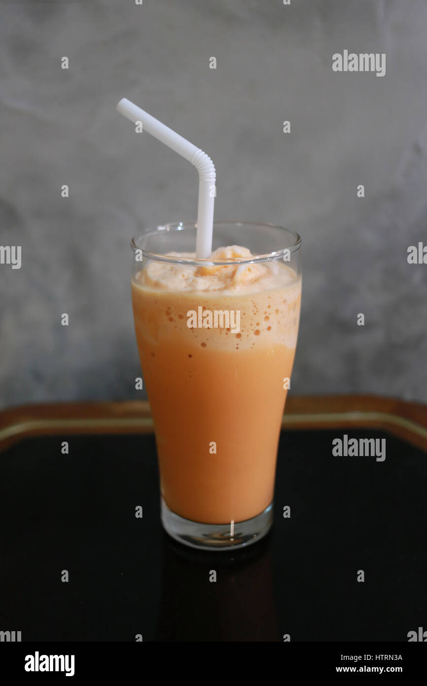 Cool Traditional Thai tea on food table of local beverage Thailand ...