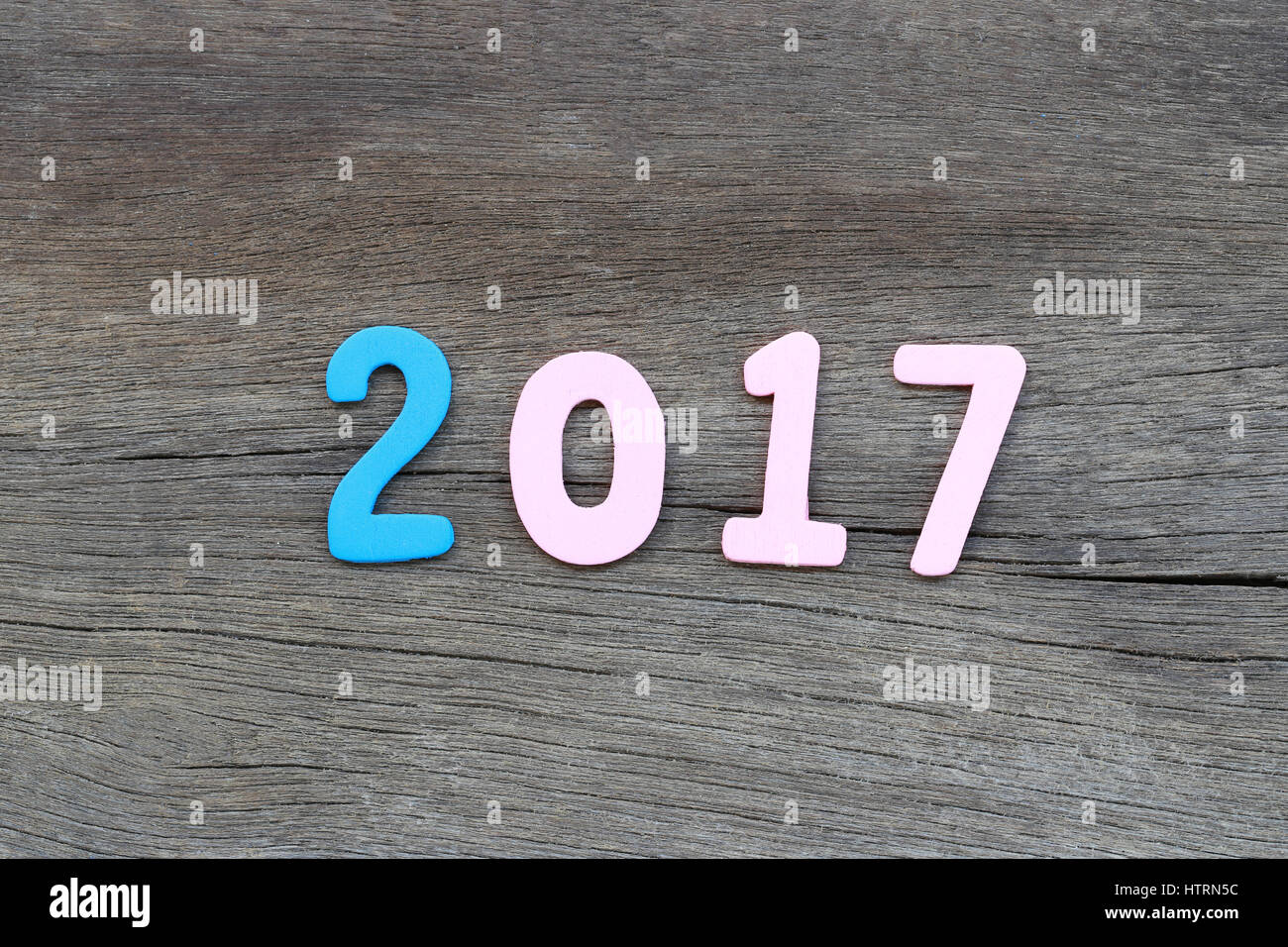 Number two thousand seven of wooden text on brown old wood floor in ...