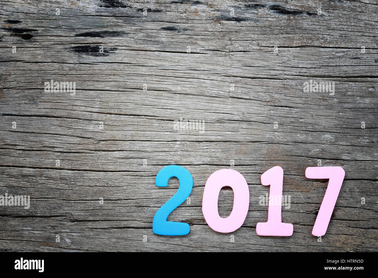 Number two thousand seven of wooden text on brown old wood floor in ...