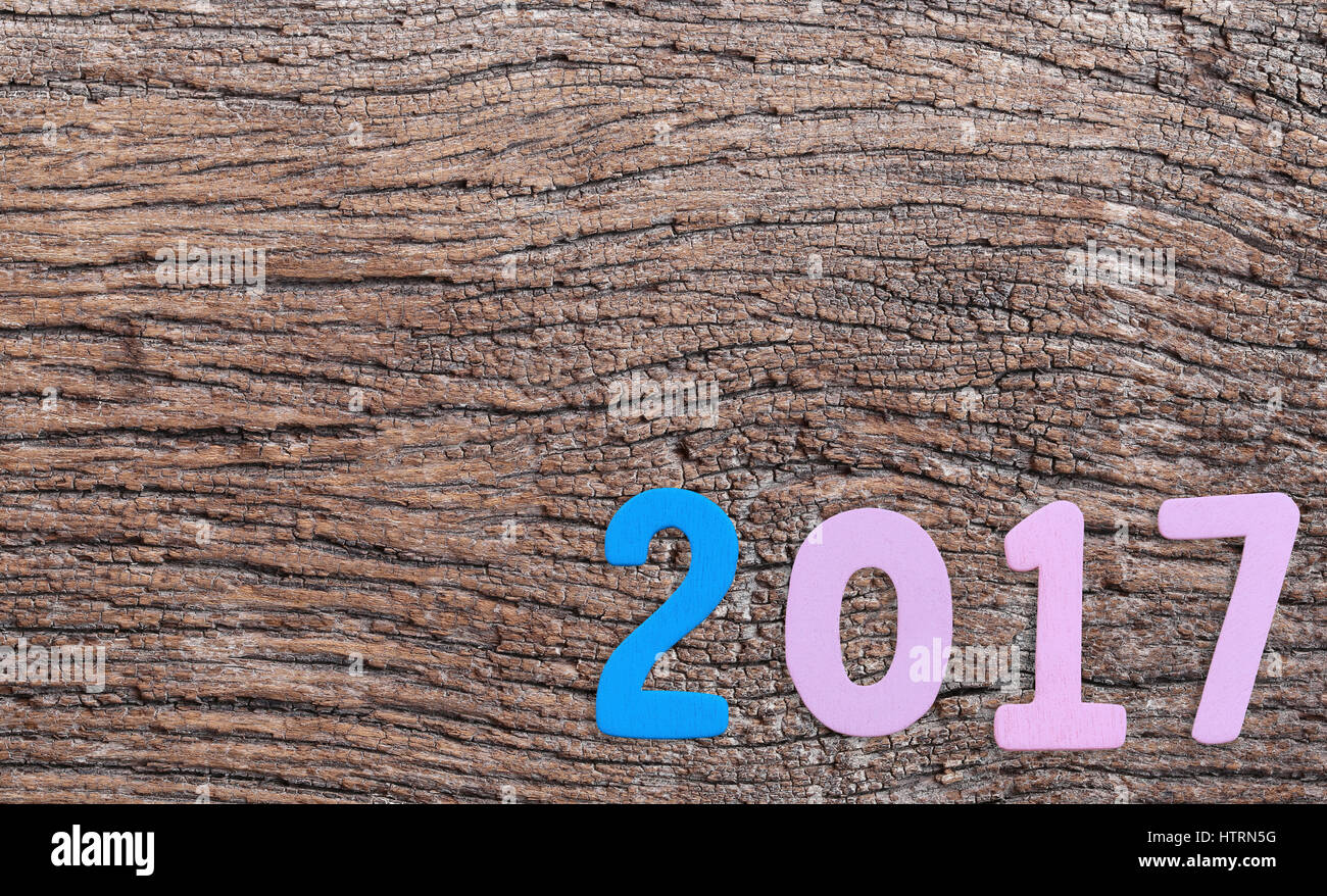 Number two thousand seven of wooden text on brown old wood floor in ...