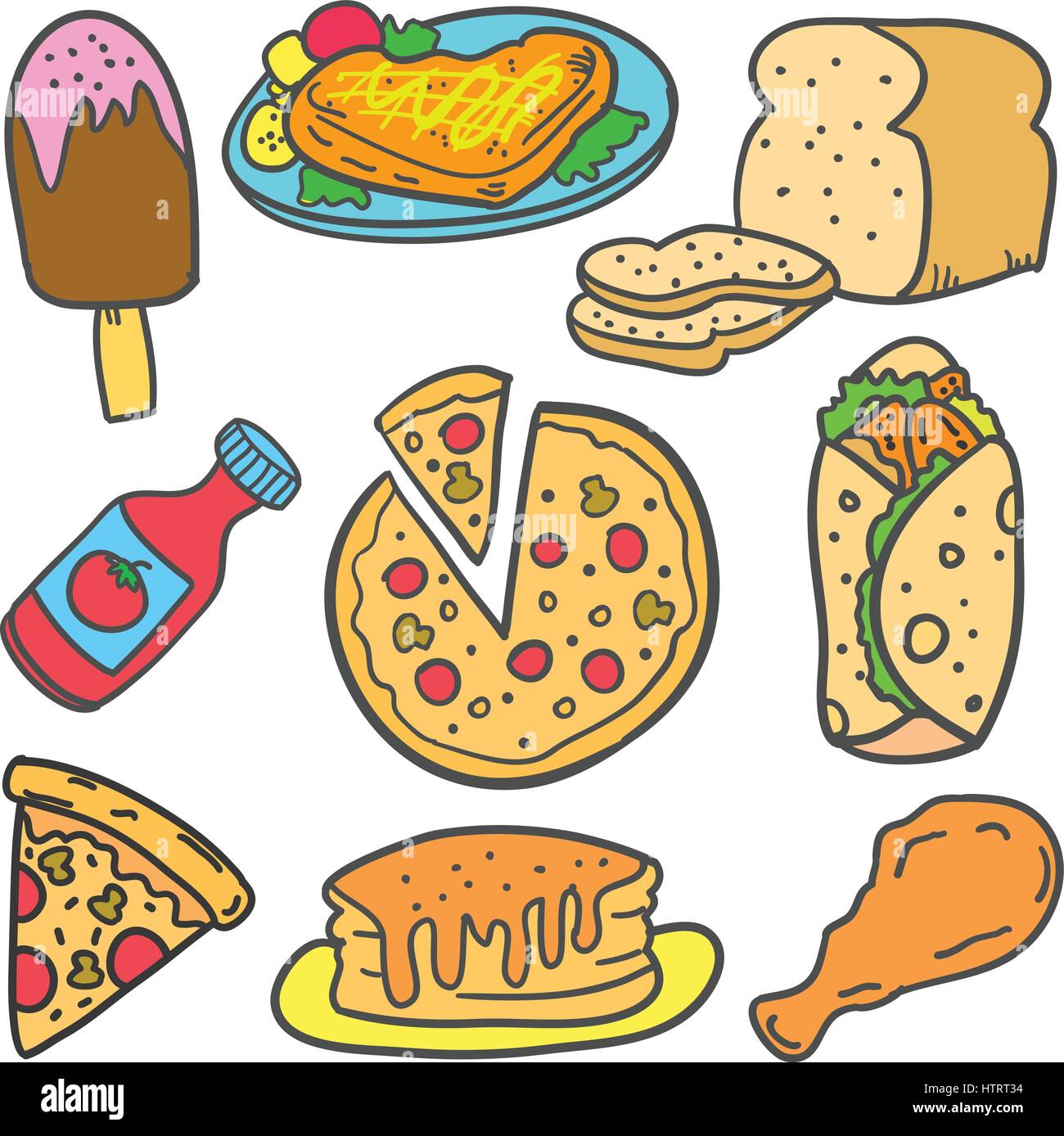 Doodle of food various style design cartoon Stock Vector Image & Art ...