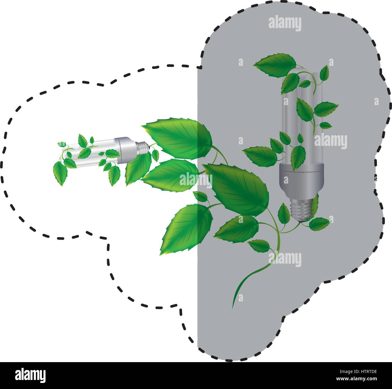 sticker colorful silhouette with two fluorescent bulb and creeper plant ...