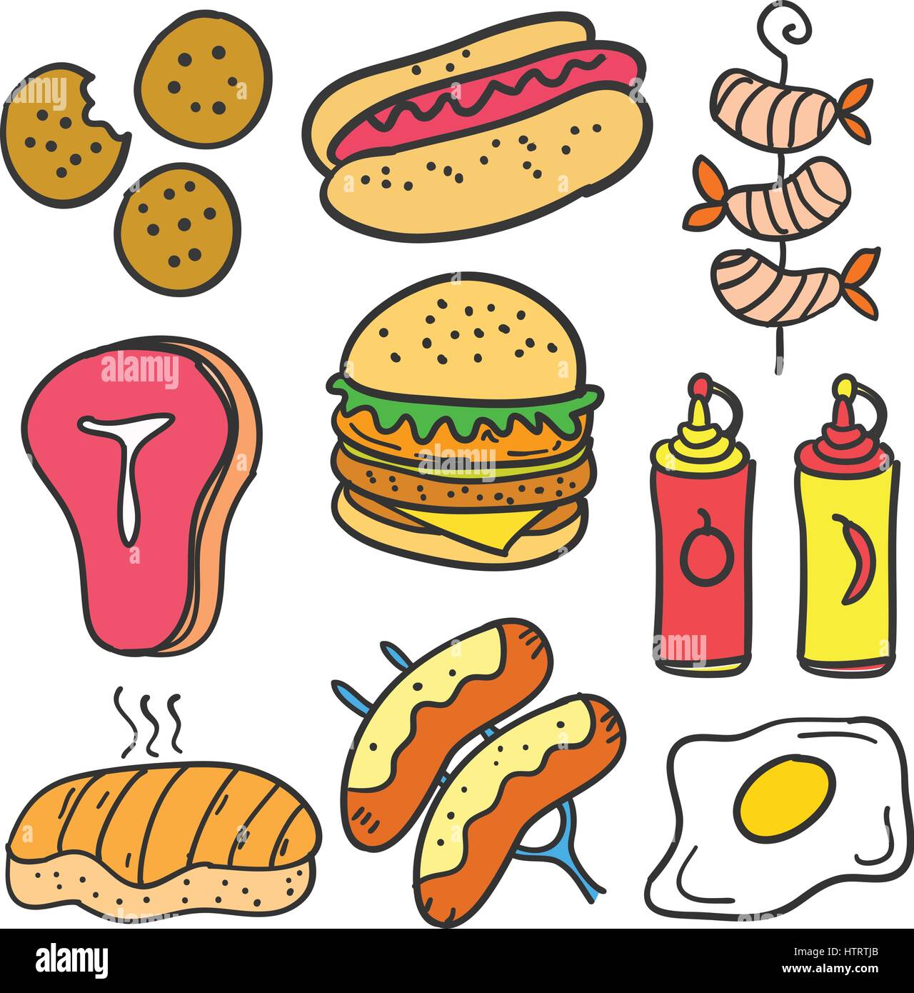 Doodle of food various element vector Stock Vector Image & Art - Alamy
