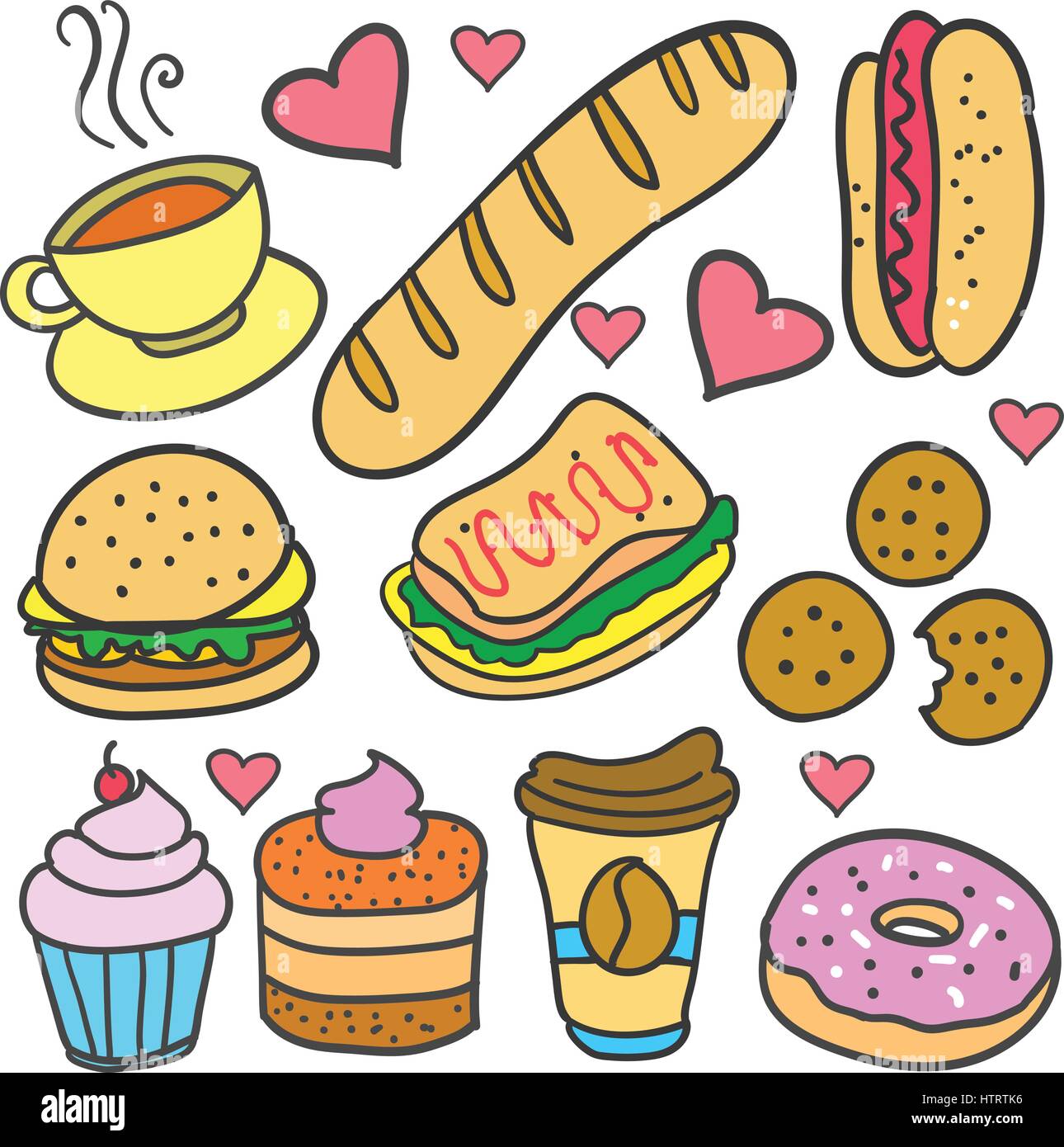 Doodle of element food various set Stock Vector Image & Art - Alamy