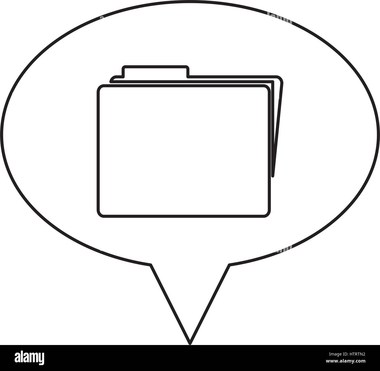 monochrome contour of oval speech with folder icon Stock Vector Image ...