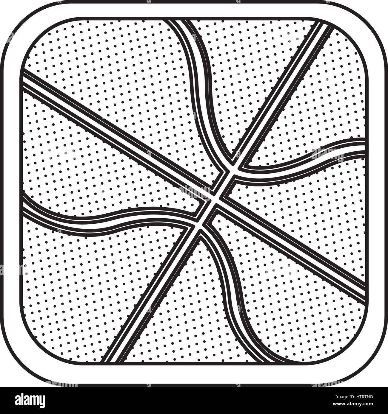 monochrome rounded square with background of basketball ball Stock ...