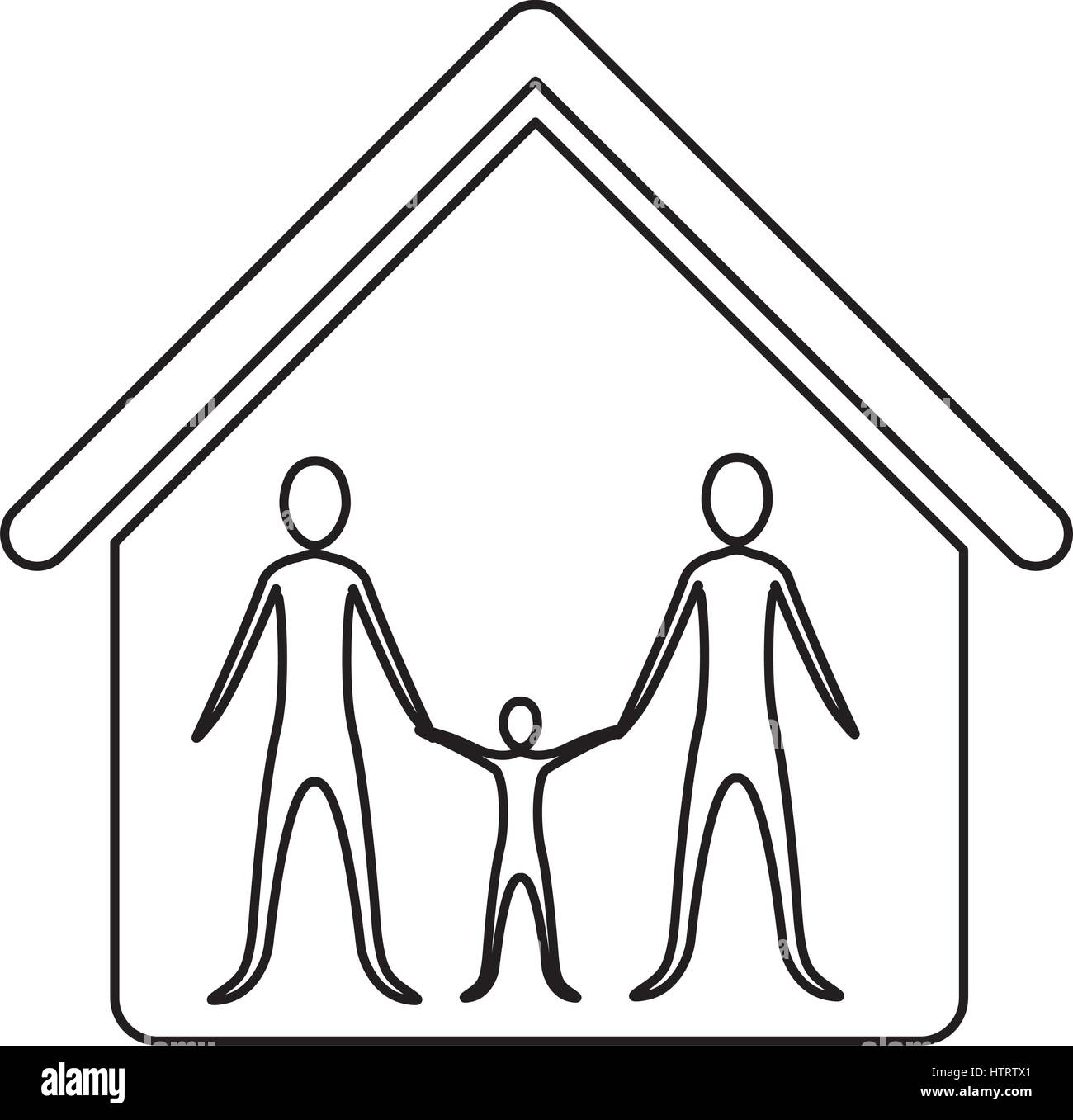 monochrome contour of family group in home Stock Vector Image & Art - Alamy