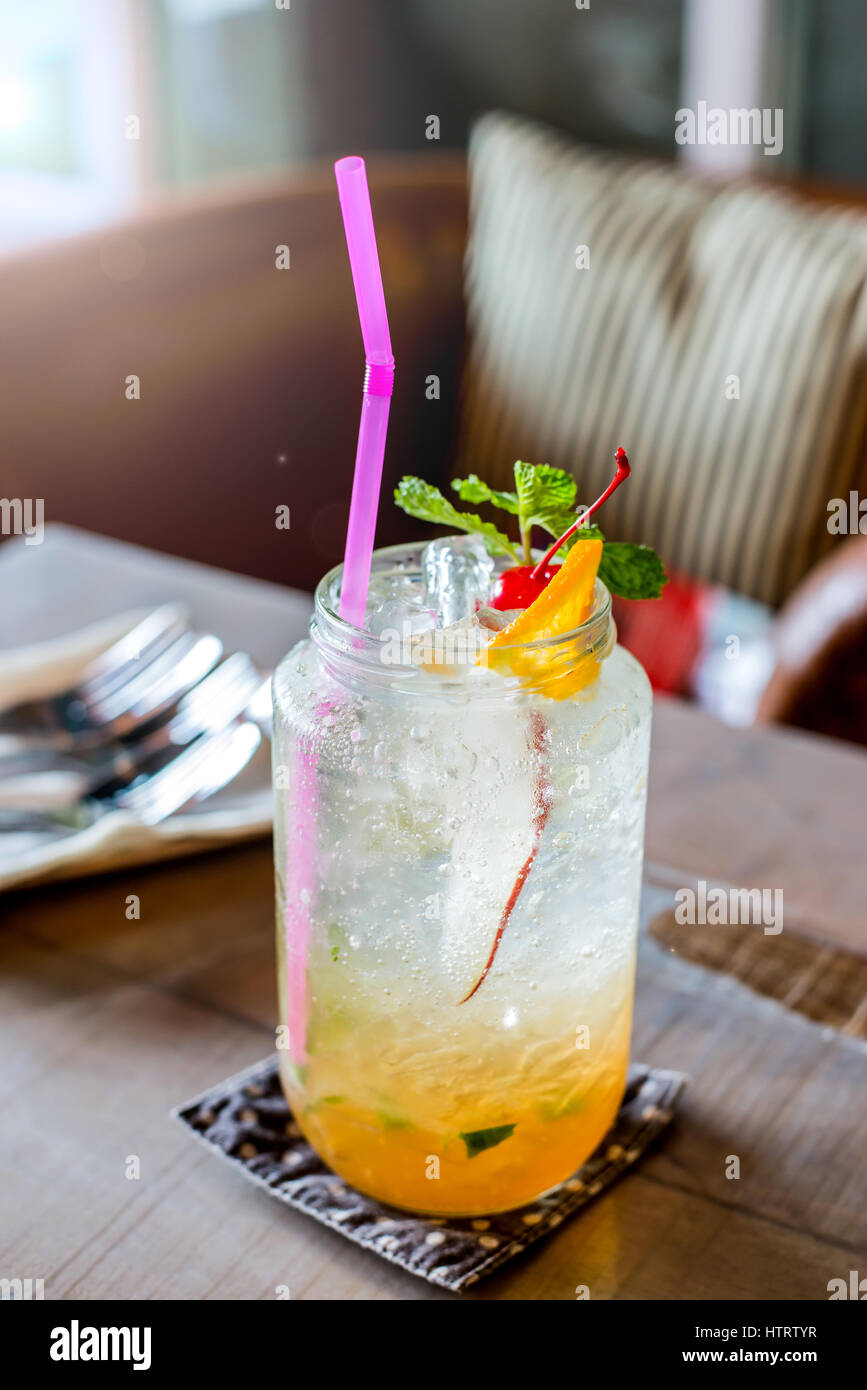 Ice lemon soda, healthy drink water Stock Photo - Alamy