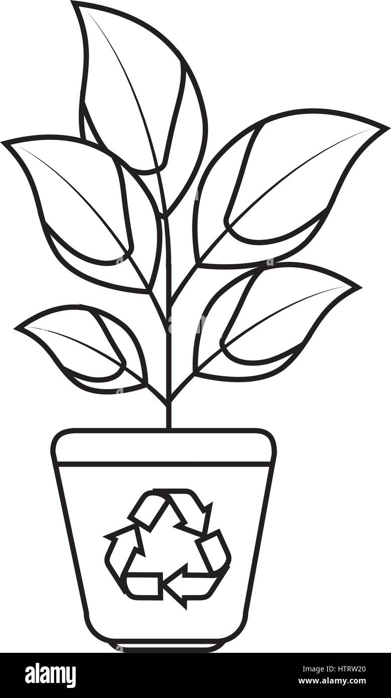 plant in pot with recycle symbol Stock Vector Image & Art - Alamy