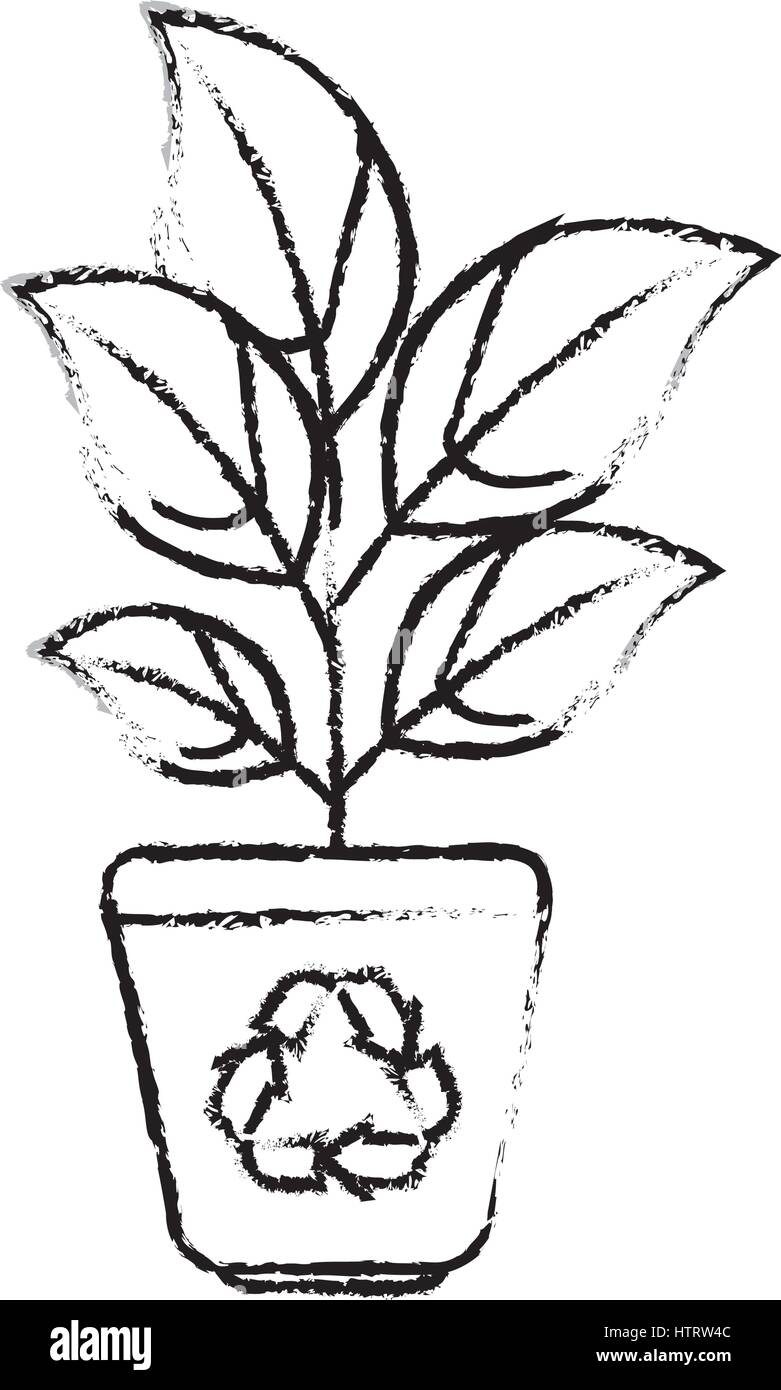 plant in pot with recycle symbol Stock Vector Image & Art - Alamy